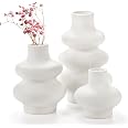 Amazon.com: Goaste 3 Pack White Ceramic Vases, Decorative Modern Boho ...
