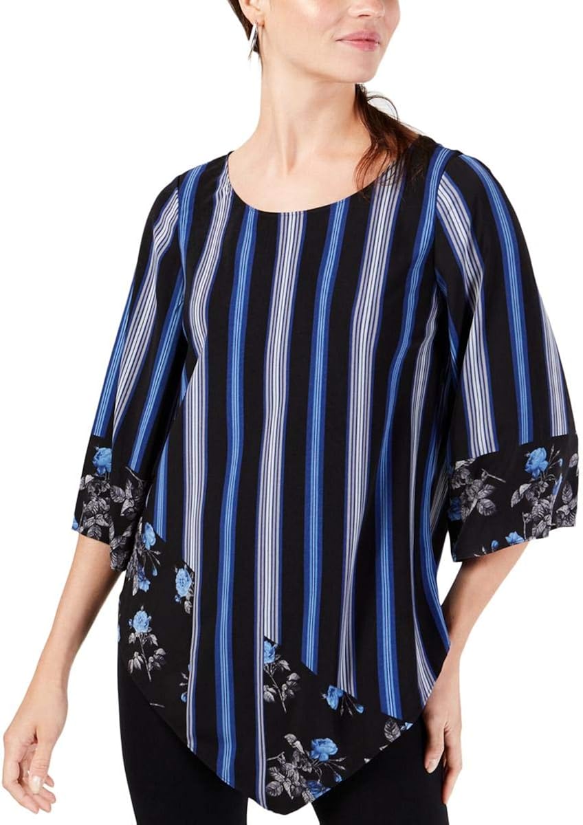 Alfani Womens V-Hem Floral Blouse: Amazon.ca: Clothing & Accessories