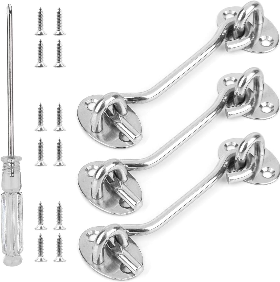 WBCBEC 3 Pieces 4 Inch Cabin Hook Eye Latch Solid Thicken Eye Hook ...