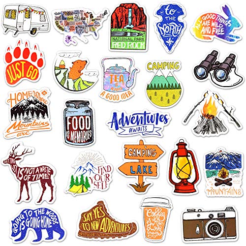 Camping Stickers and Decals Camping Vinyl Stickers for Water Bottle ...