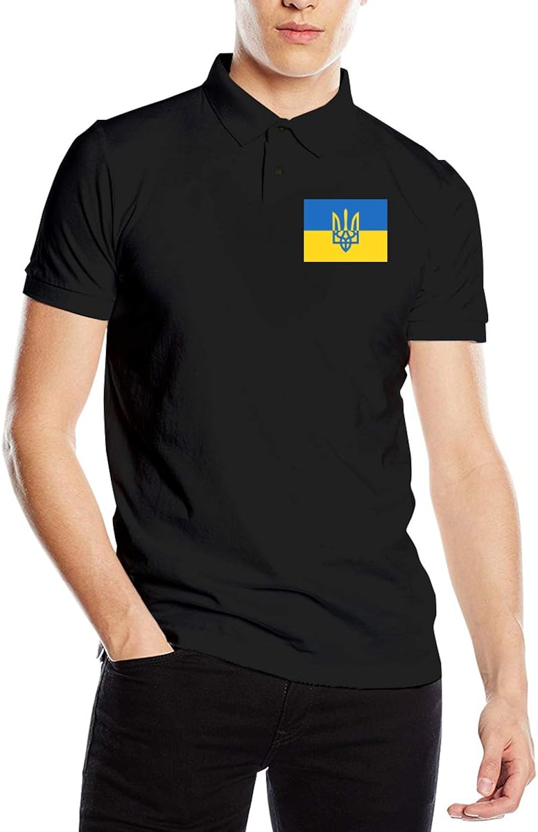 Men's Ukrainian Flag Fit Short Sleeve Polo Shirt Tee: Amazon.ca ...