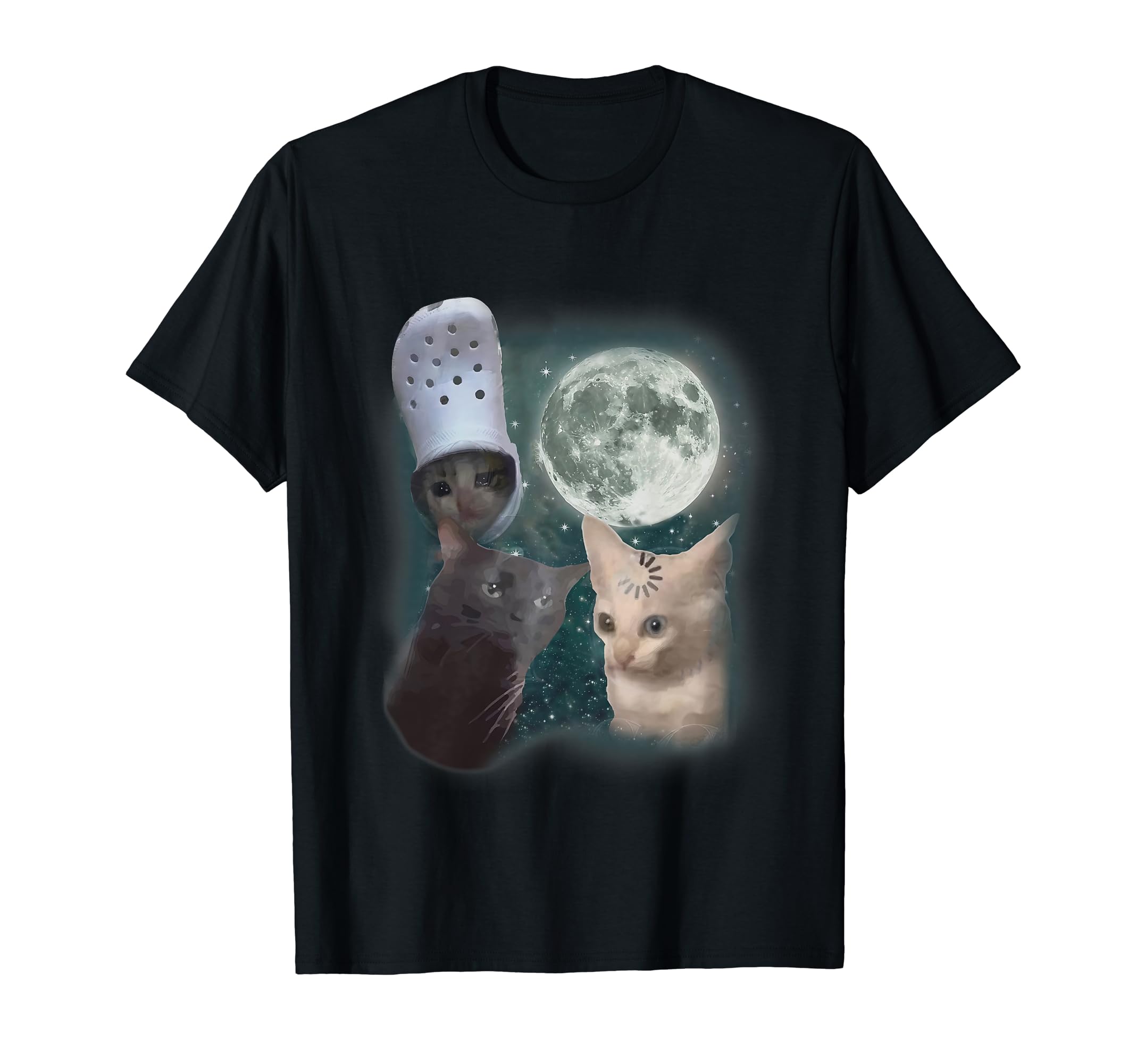 Three Cats Howl at Moon Vintage Funny Cat Howling wolf meme T-Shirt for ...