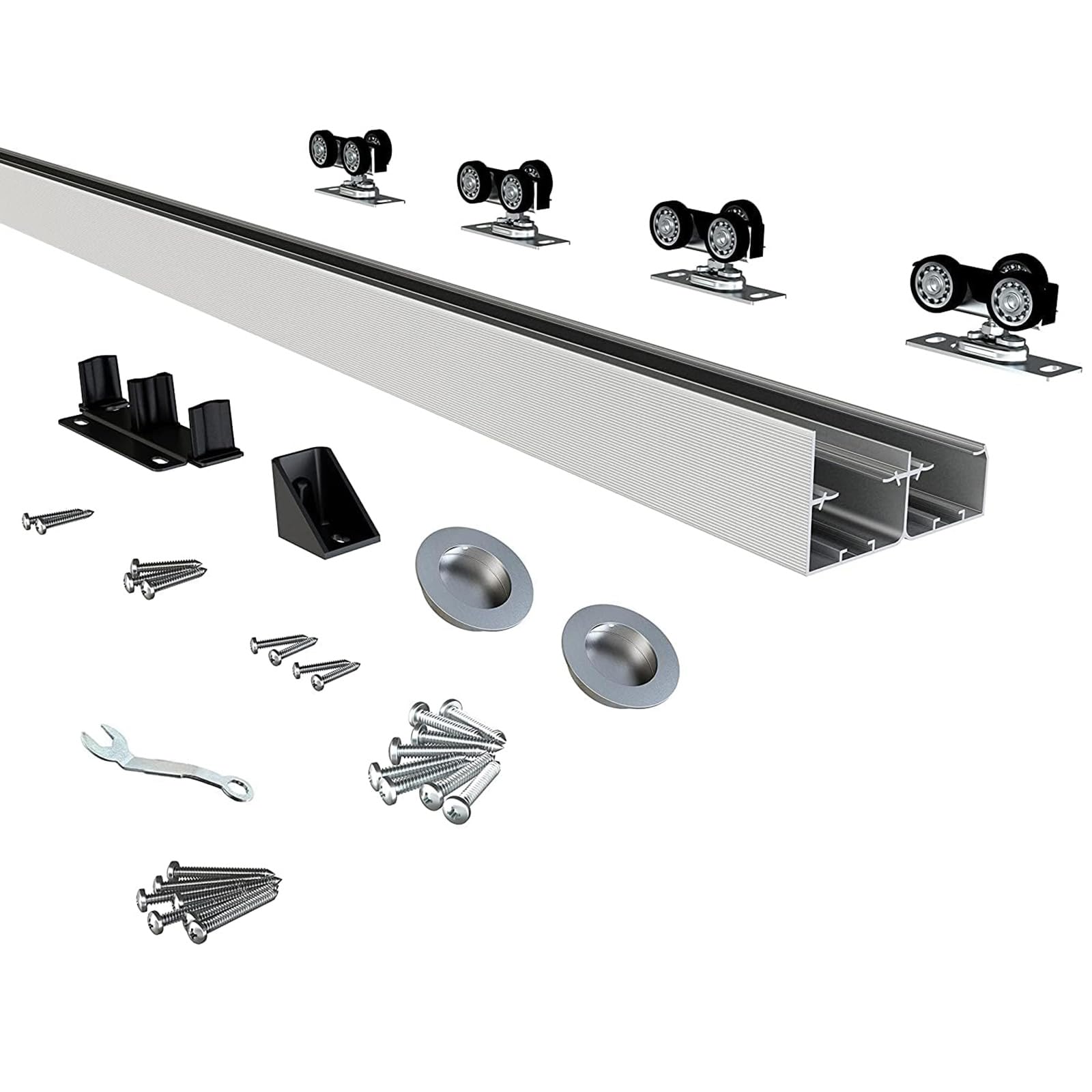 HARDWARE ONLY, JUBEST Bypass Door Hardware 72", Aluminum Sliding Closet ...