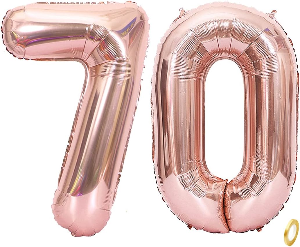 Aabellay Large Foil Mylar Balloons 40 Inch Rose Gold Number Balloons Giant Jumbo Birthday ...