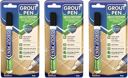 3 x Black Grout Pens - Designed for Restoring Tile Grout in bathrooms ...