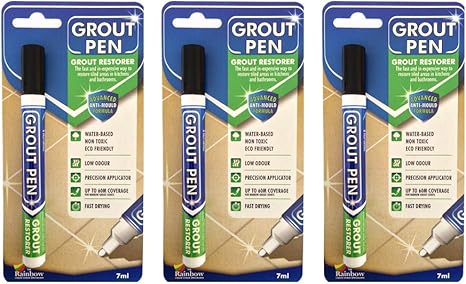 3 x Black Grout Pens - Designed for Restoring Tile Grout in bathrooms ...
