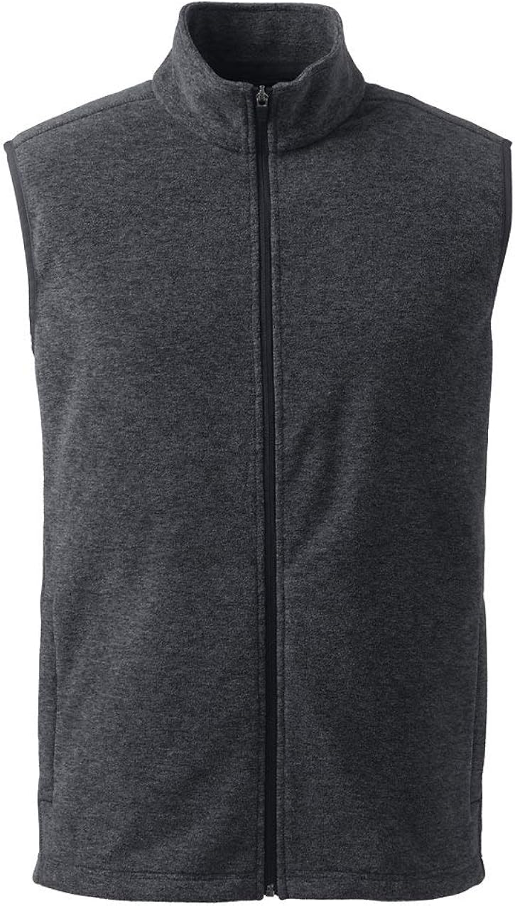 Lands' End Mens Thermacheck 100 Fleece Vest Iron Heather Regular XX ...