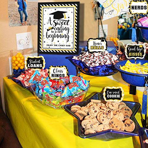 Graduation Candy Bar Black and Gold Labels on Sticks Set Graduation ...