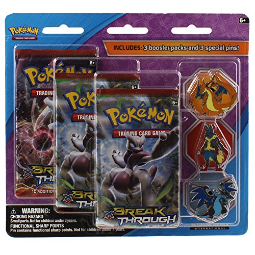 Pokemon Cards Breakthrough Blister 3 Packs With Pins Mega Lucario ...