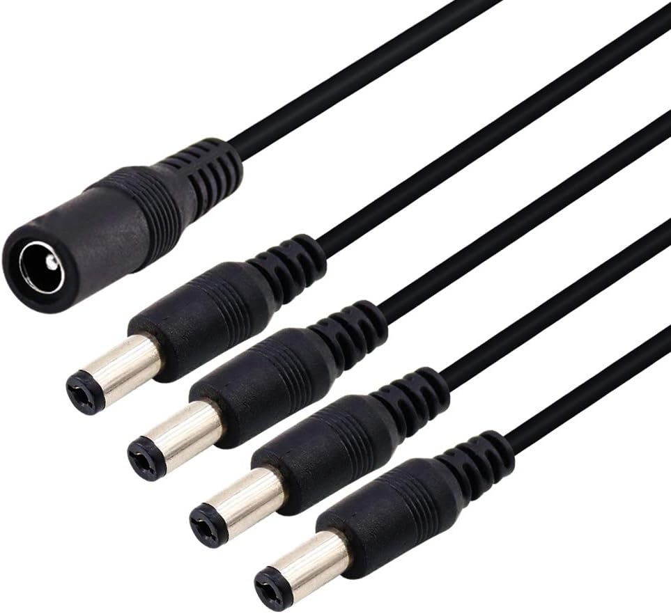 Yeung Qee 2 pcs 1 Female to 4 Male DC Power Cable 12V 5.5×2.1mm 1 DC ...