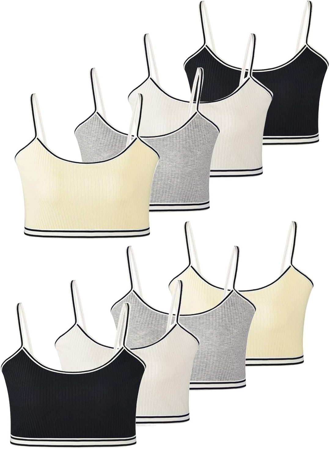 MANJIAMEI 8 Pack Girls Cotton Cami Crop Traning Bras Beginner Bras for ...