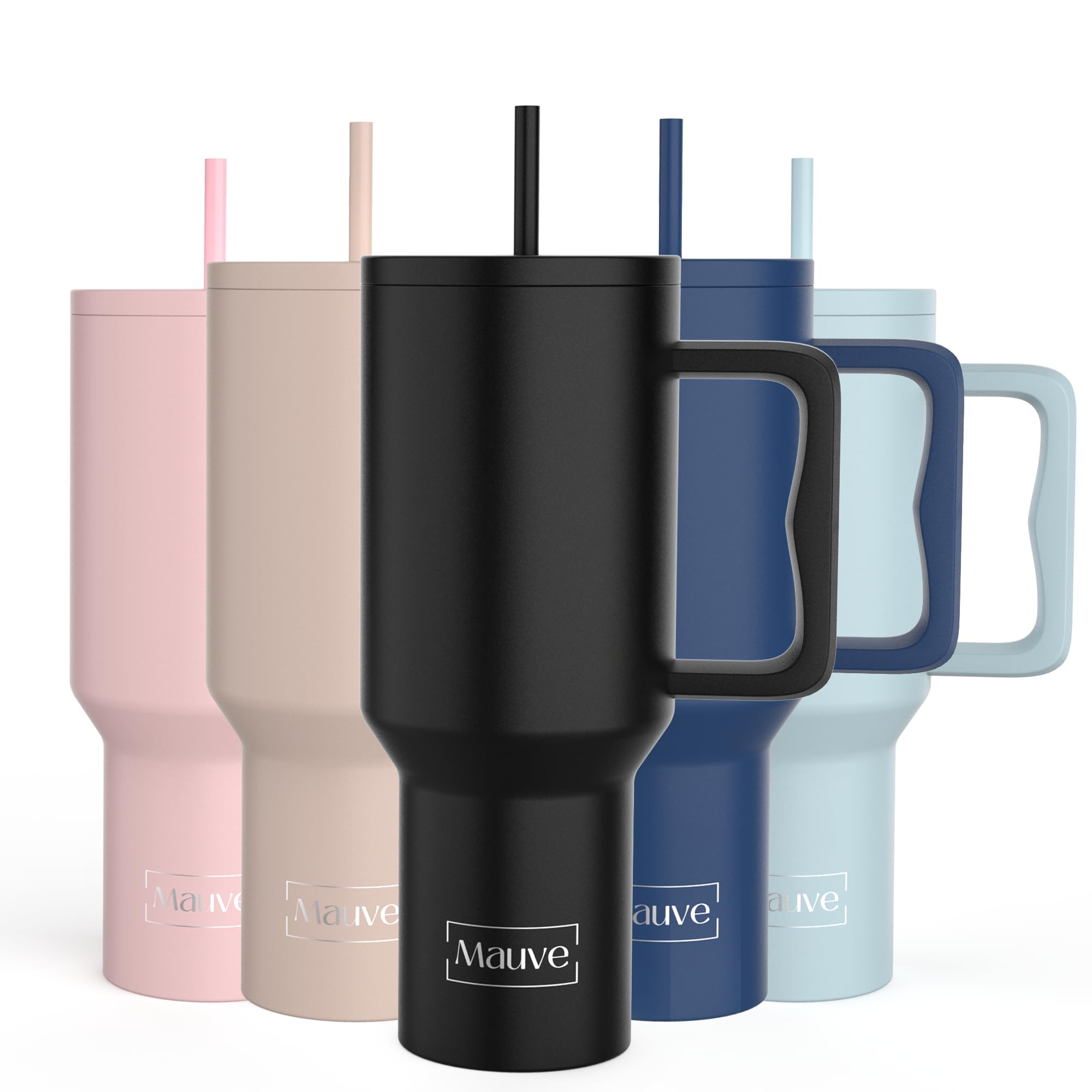 Mauve 40 oz Stainless Steel Tumbler with Straw, Insulated Water Bottle ...