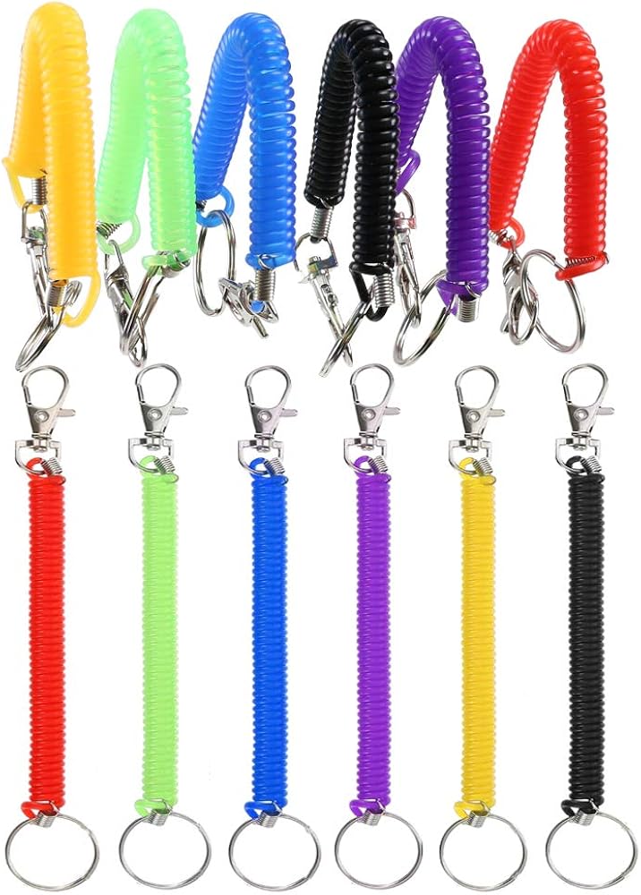 AILANDA 12 pcs Stretchy Spiral Keyring Colourful Plastic Spring ...