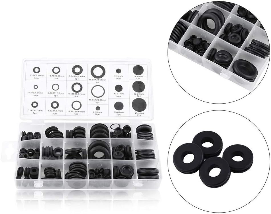 Rubber Grommets, Fydun 125pcs 18 Sizes Rubber Grommet Firewall Hole ...