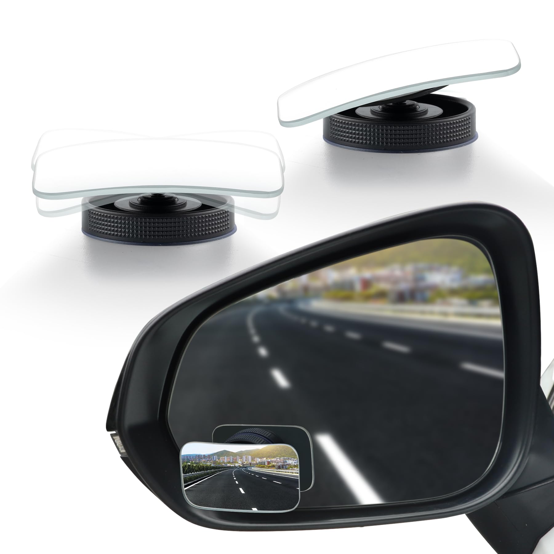 LivTee Blind Spot Car Mirror, Rectangular HD Glass Frameless Convex ...