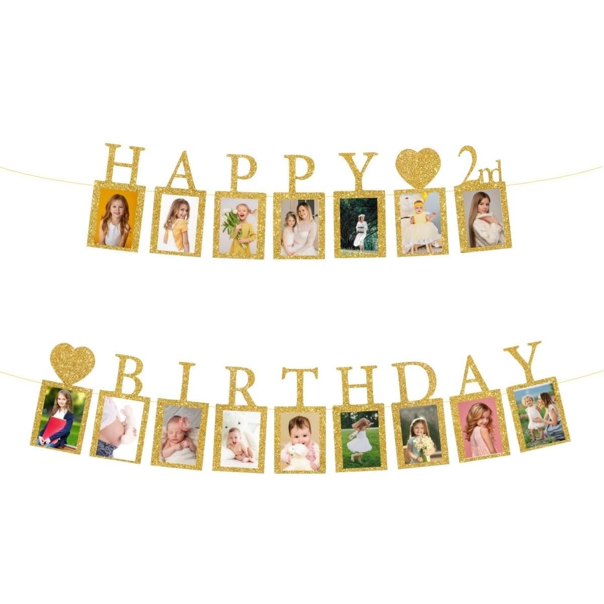 Happy 2nd Birthday Photo Banner 2 Year Old Party Decorations, Two ...