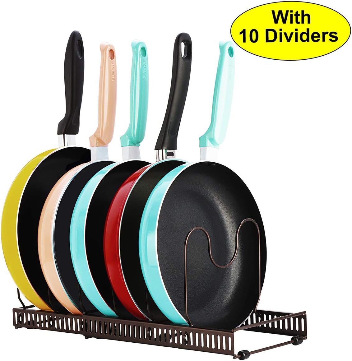 Toplife 10+ Pans Expandable Pans Organizer Rack, 10 Adjustable ...