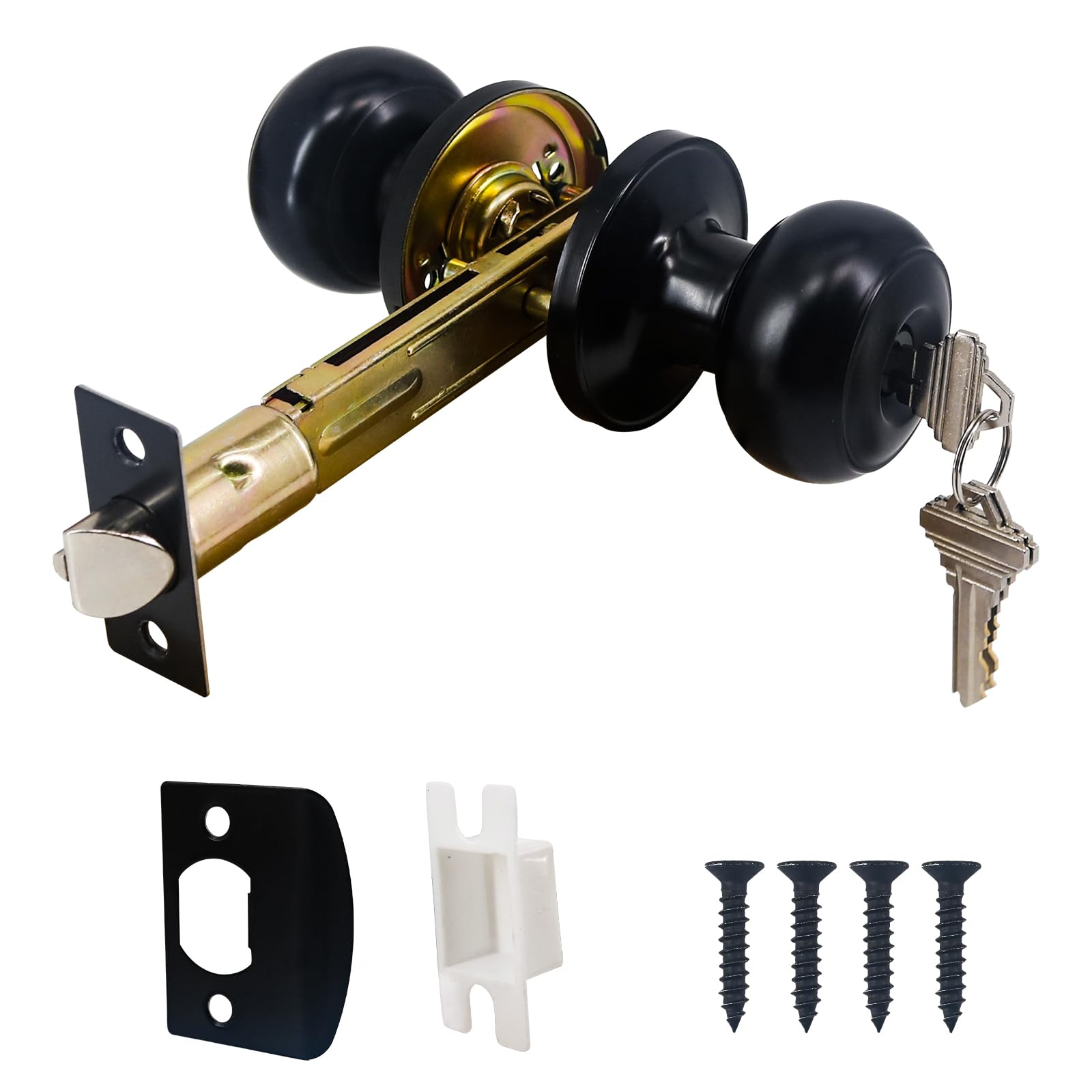Teilmix 5" Backset Door Latch with Keyed Knobset, 3.03" (7.7mm) Square ...