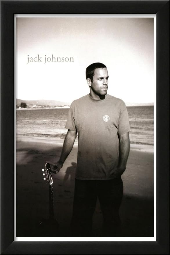Amazon.com: Jack Johnson (On Beach) Music Poster Print Framed Art Print ...