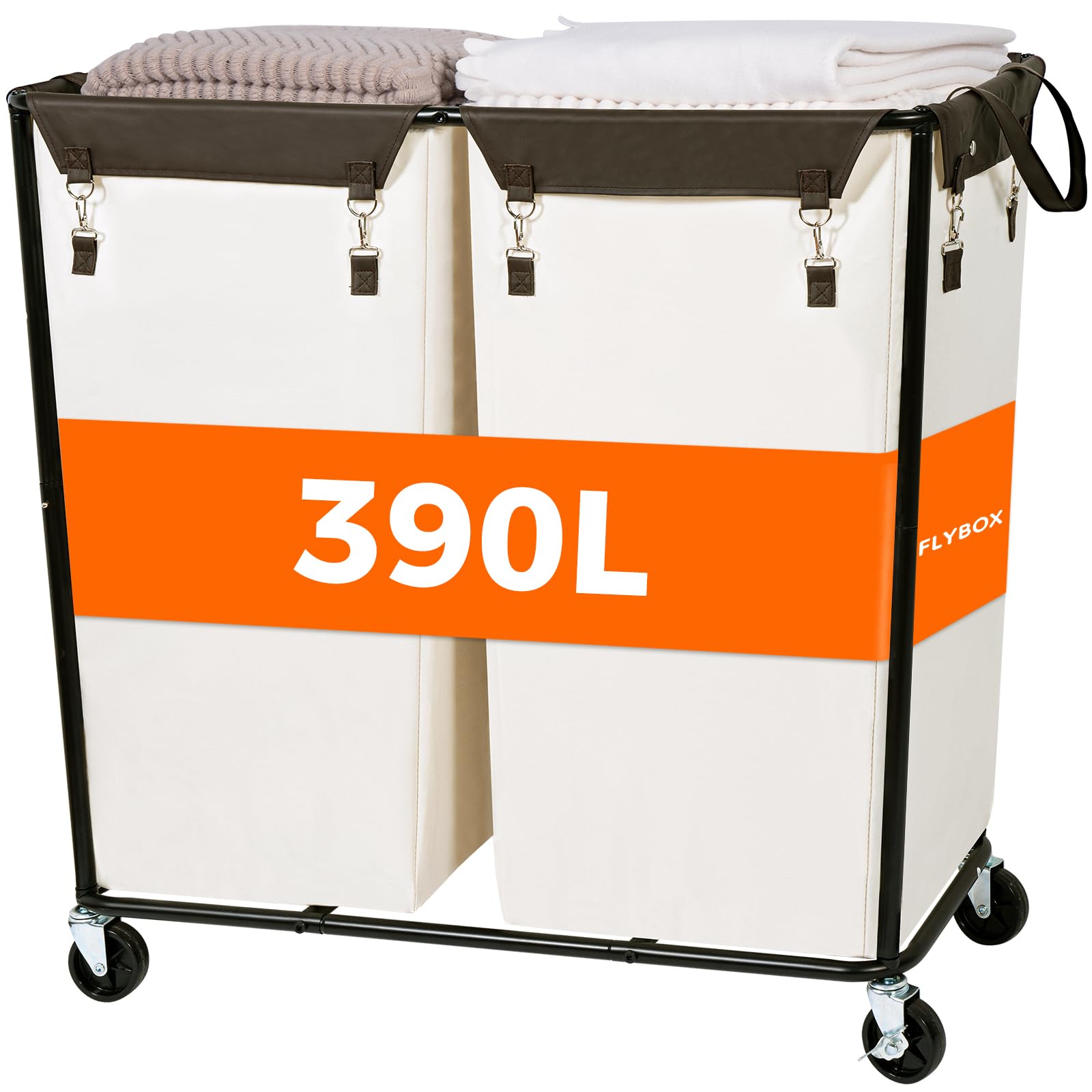 Laundry Basket with Wheels 2 Sections, 390L Laundry Cart with Wheels ...