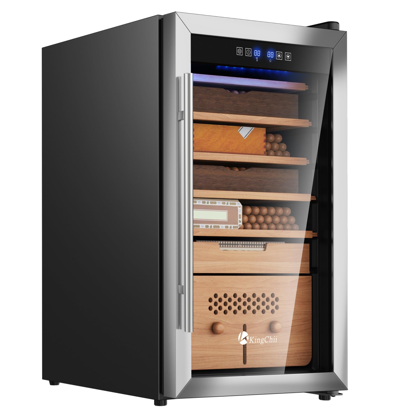 KingChii Upgrade 82L Electric Cigar Humidor Temperature & Humidity ...