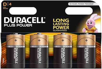 Duracell Plus Power Type D Alkaline Batteries, Pack of 4: Amazon.co.uk ...
