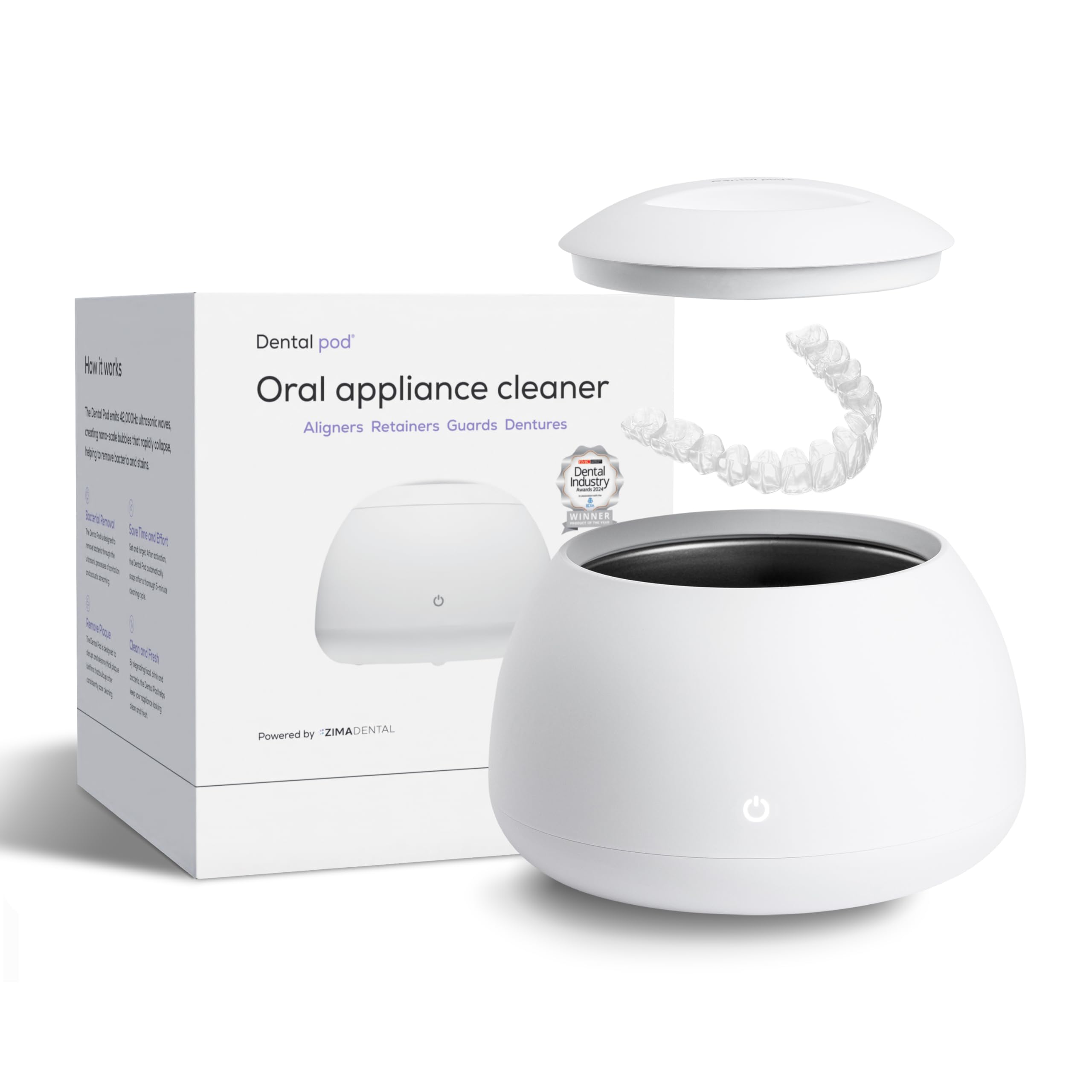 Zima Dental Pod | Arctic White | Ultrasonic Retainer Cleaner Machine ...