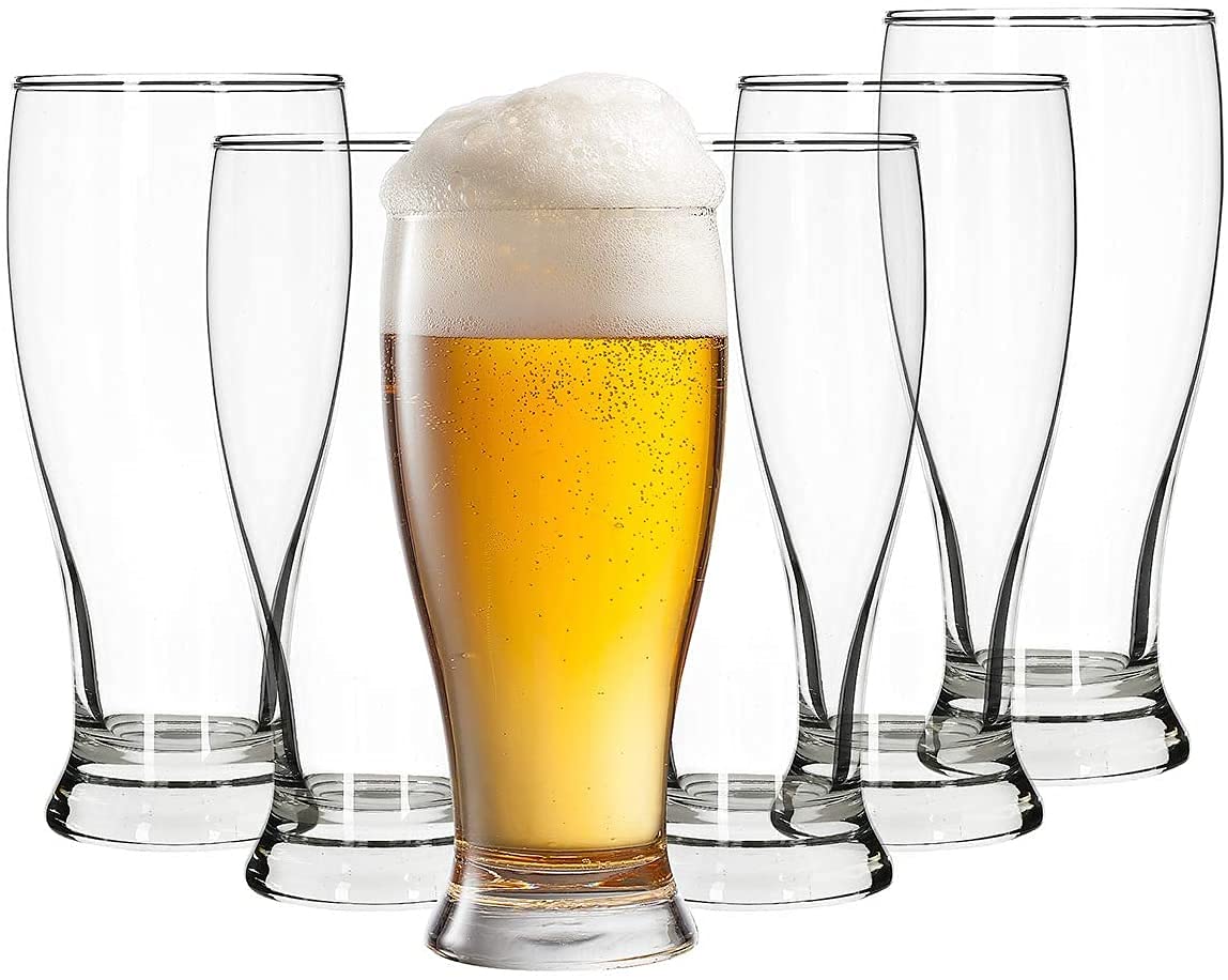 Buy Krimen Light Beer Glass, Clear Classic Pilsner Glass Set, Bar ...