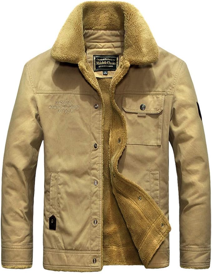 Homme Veste Militaire Classique Manteau d'hiver Manches Longues Chaud ...