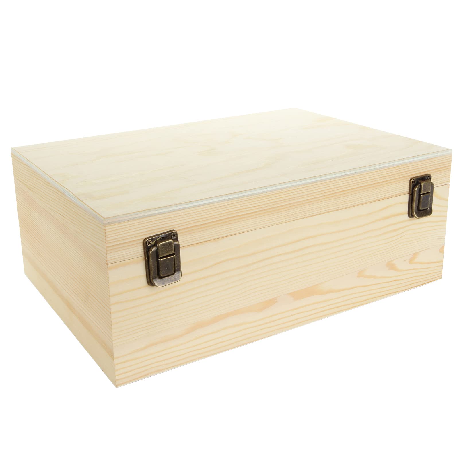 Mua Unfinished Wooden Box, Large Wooden Box with Hinged Lid and Front ...