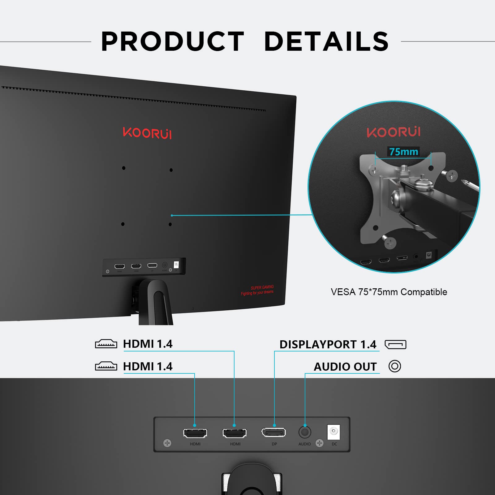 Mua KOORUI Monitor 24 Inch Full HD Gaming Monitor PC Screen VA 1ms ...