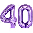 Amazon.com: EMAAN Purple Number 40 Balloons, Birthday Mylar Foil Helium ...