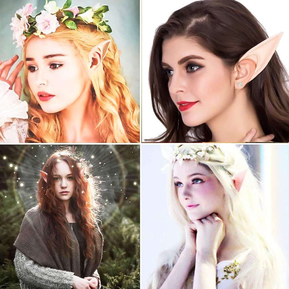 Latex Elf Ears, 2 Pairs of Soft-Pointed Fairy Ears, Hobbit Ears for ...