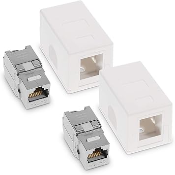 kwmobile 2x CAT 6A Aufputz Netzwerkdose inkl. 2x Keystone Module - 1 ...