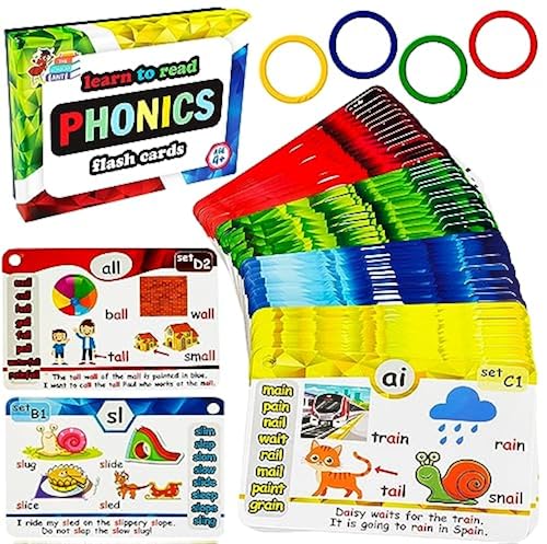 Phonics Flash Cards - Learn to Read in 20 Phonic Stages - Digraphs CVC Blends Long Vowel Sounds ...