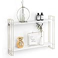 Amazon.com: J JACKCUBE DESIGN White and Gold Floating Shelf, 2 Tier ...
