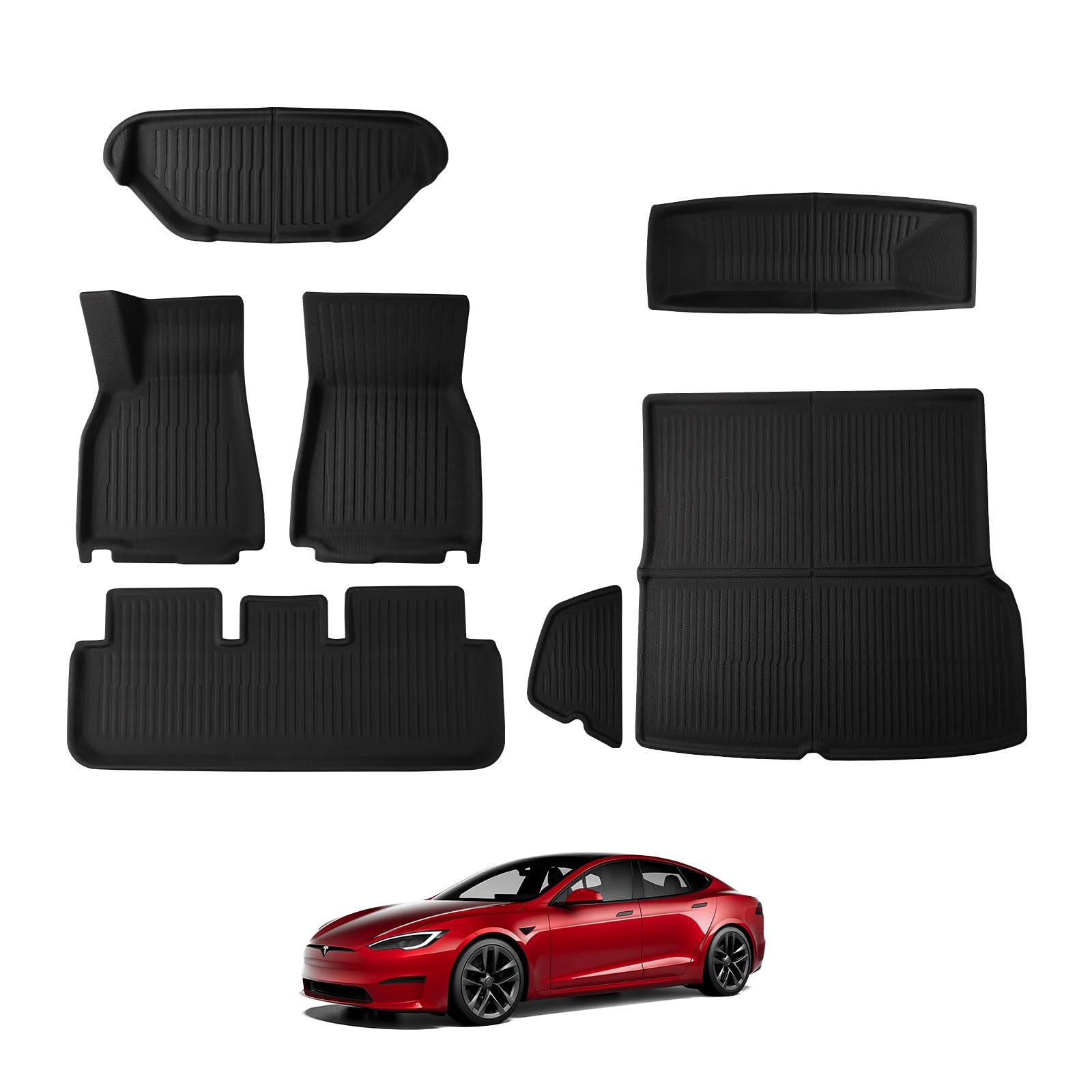 BASENOR 7PCS Floor Mats for Tesla Model S Model S Plaid 3D Material ...