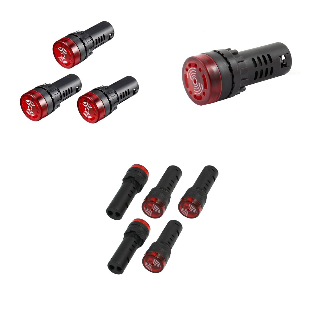 DIYhz 4Pcs AC DC 220V 22mm Red LED Buzzer Alarm Signal Light Flash ...