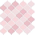 Pink Arabesque Tiles Peel and Stick Backsplash for Kitchen, WalDecoo 10 ...