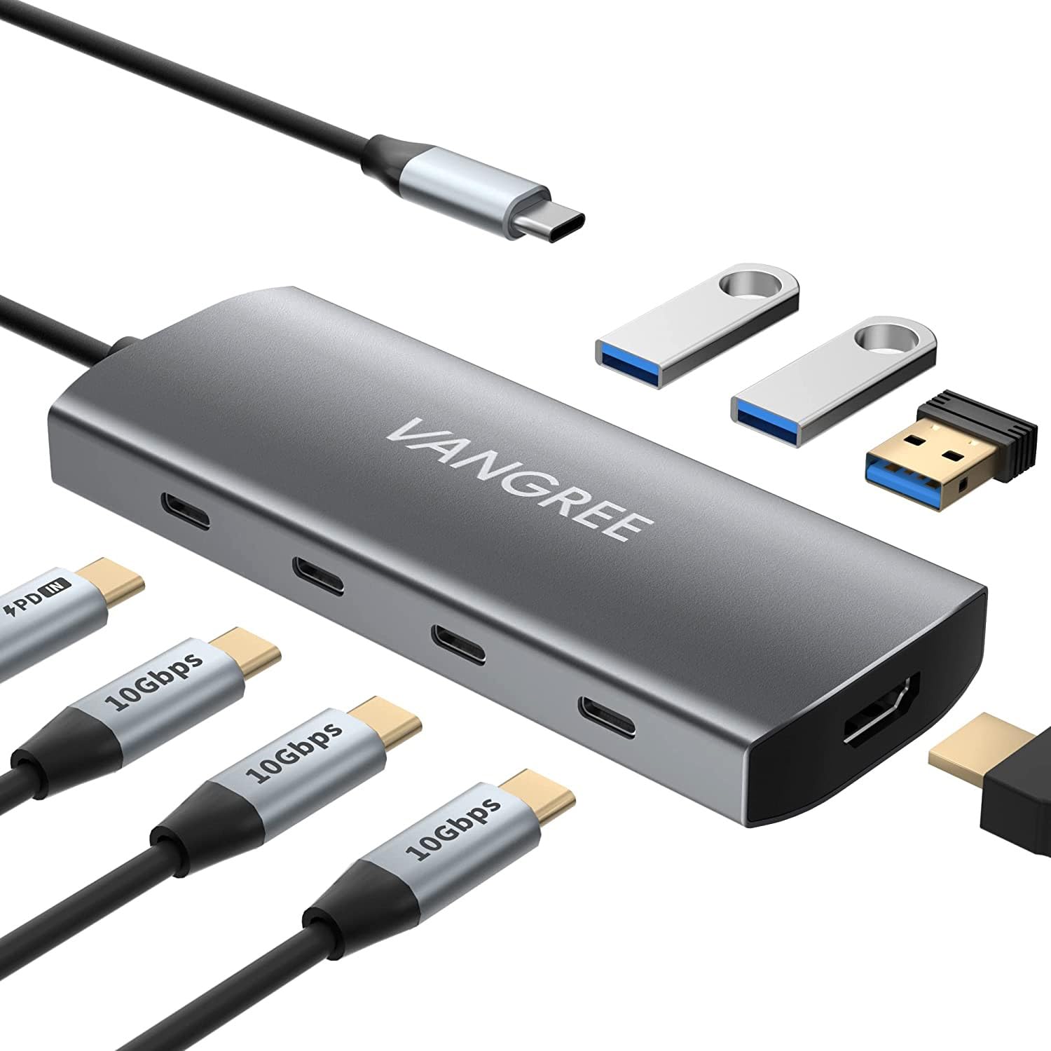 USB C to USB C Hub-3 USB 3.2 Gen 2 Ports with 10Gbps, 4K@60Hz HDMI ...