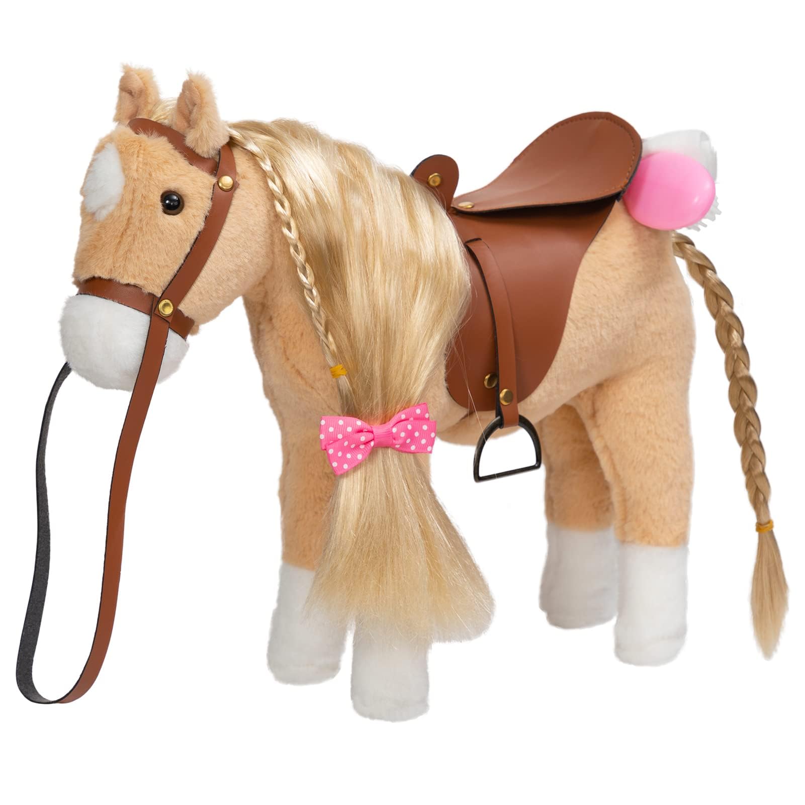 HollyHOME Palomino Horse Stuffed Animal Pretty Pony Plush Toy Pretend ...