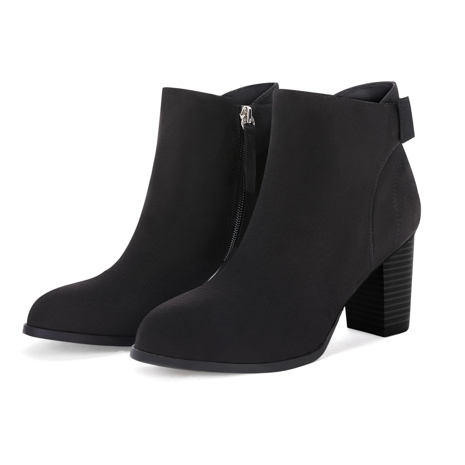 Coutgo Women's Fall Ankle Boots Shoes Chunky Block Stacked Heel Bow Tie ...