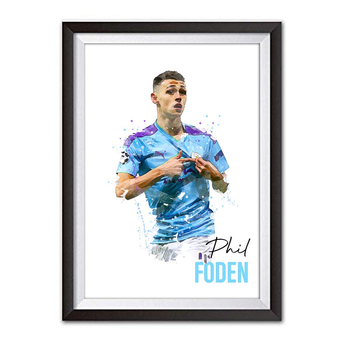 Phil Foden Manchester City Football Legend Watercolour style digital ...