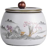 Amazon.com: Cabilock Ceramic Tea Canister with Airtight Wood Lid ...