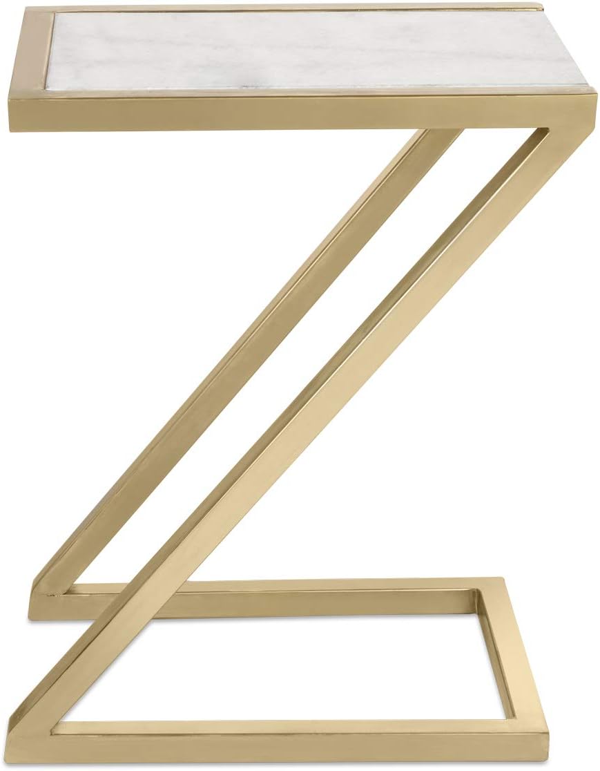 Penguin Home Z Shaped Coffee Table with |White Marble Top|and|Gold ...