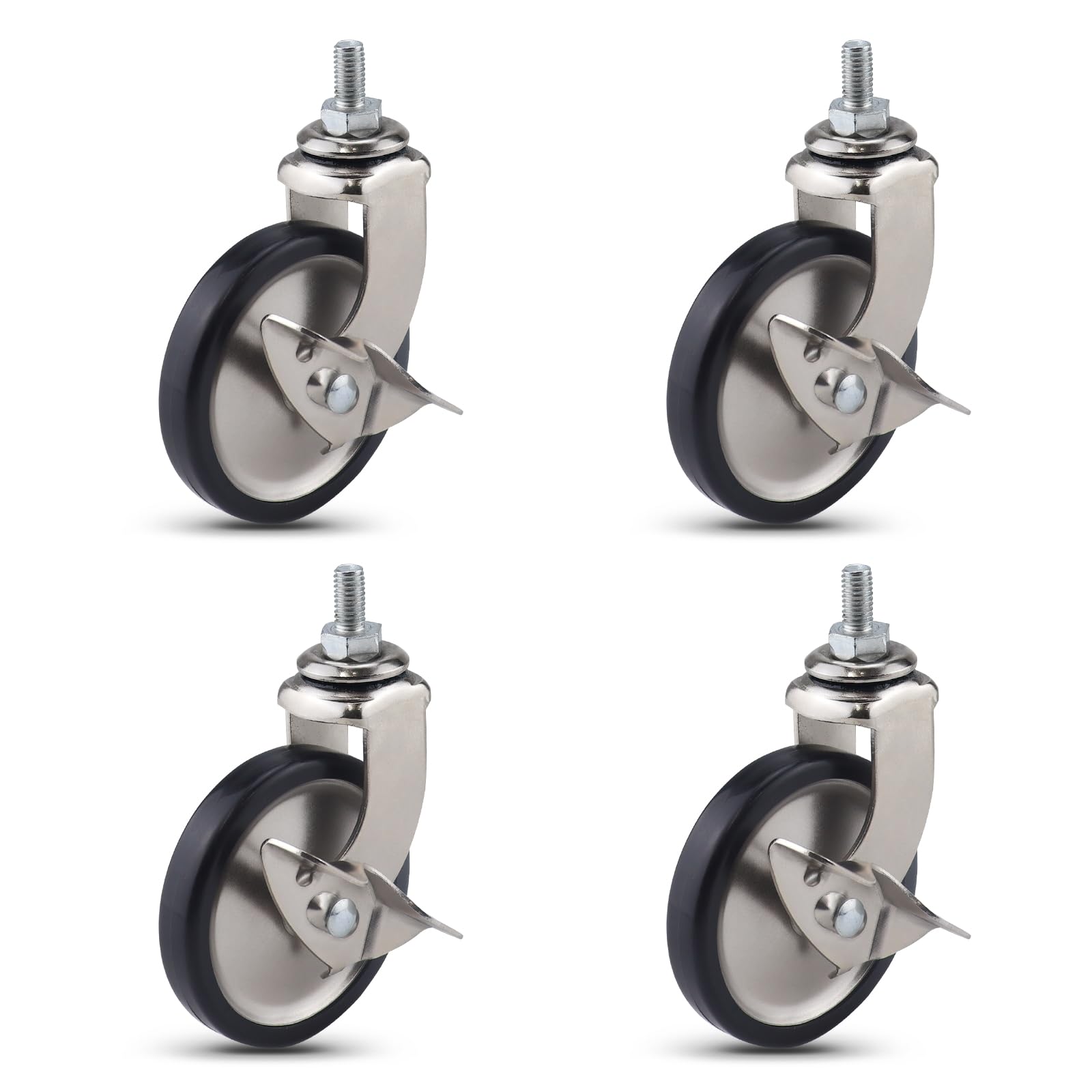 3" stem Caster Wheels, Hotel Restaurant Trolley casters Set of 4 (4with ...