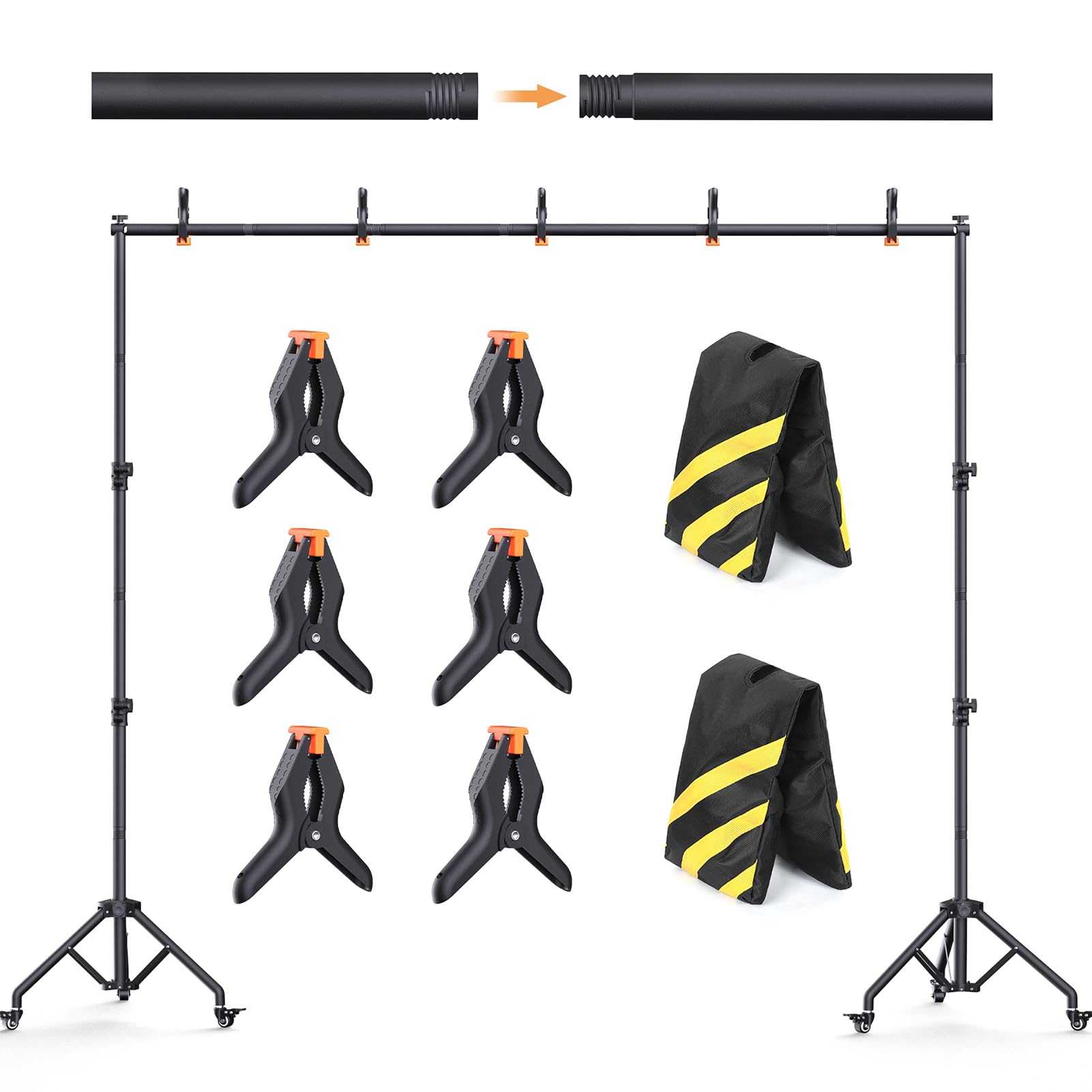 Backdrop Stand with Wheels 10x7.5Ft (WxH), Photo Backdrop Stand Easy to ...