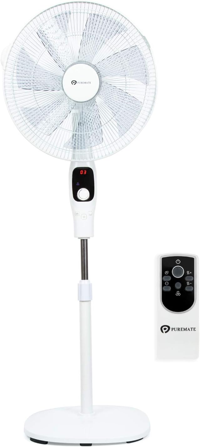 PureMate 16-Inch Pedestal Fan with Powerful & Low Energy DC Motor and ...