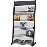 Amazon.com: TONGMO Magazine Rack: Floor-Standing 4-Layer with Wheels ...