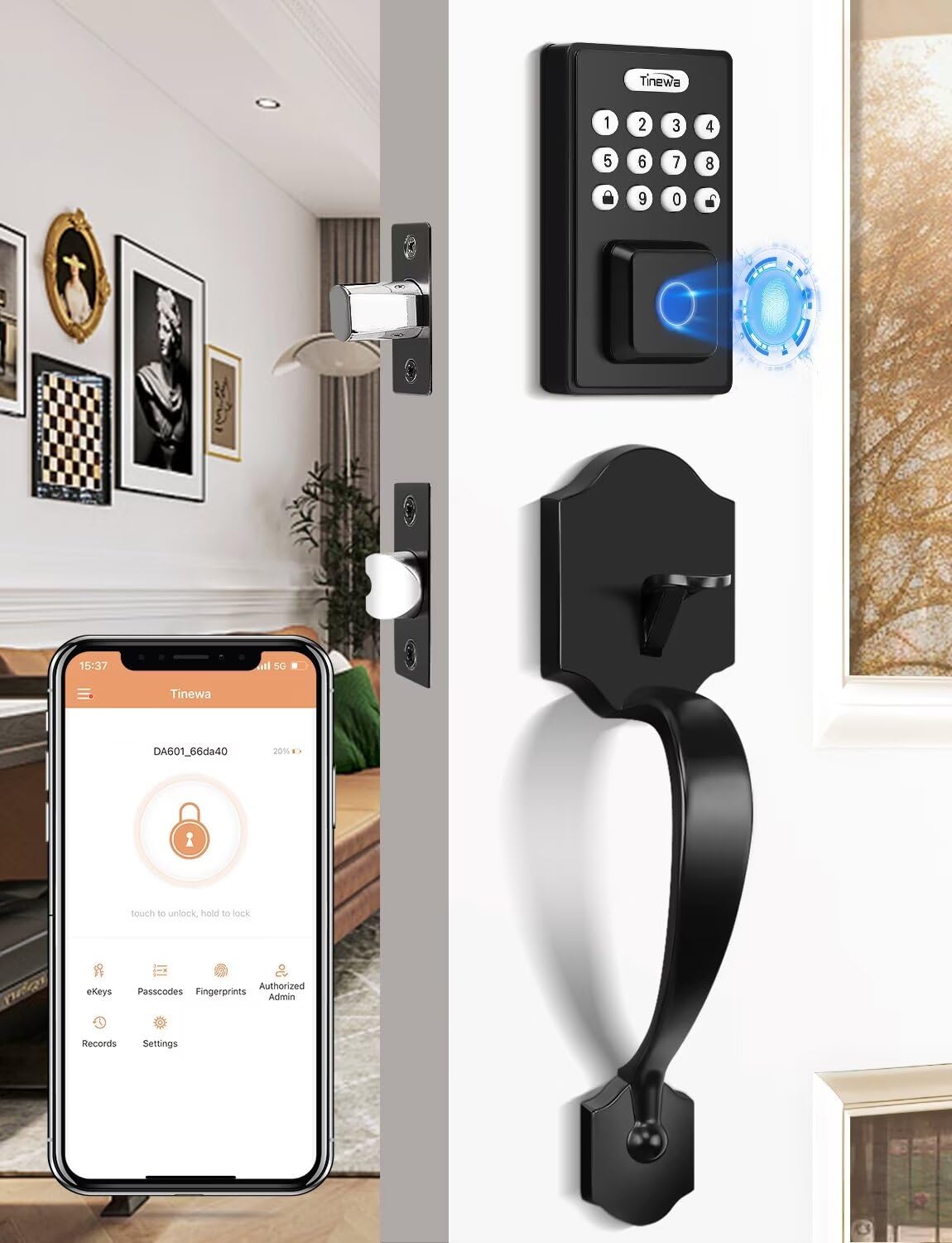 Mua Keyless Entry Door Lock with 2 Handles, Tinewa Electronic Keypad ...